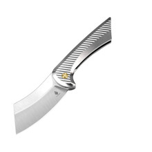 Kizer Dawn Folding Knife Silver Titanium Handle S35VN Sheepsfoot Plain ...