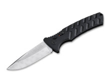 Boker Strike Push Button Automatic Damascus Blade Black Aluminum Handle ...