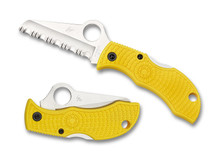 Spyderco Manbug Salt Knife H-2 Steel Fully Serrated Edge Yellow FRN ...