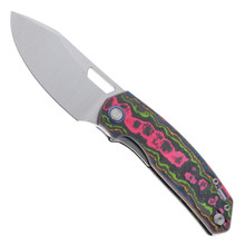 Divo Knives Growler V3 Folding Knife 80's Camo FatCarbon Handle 154CM Blade