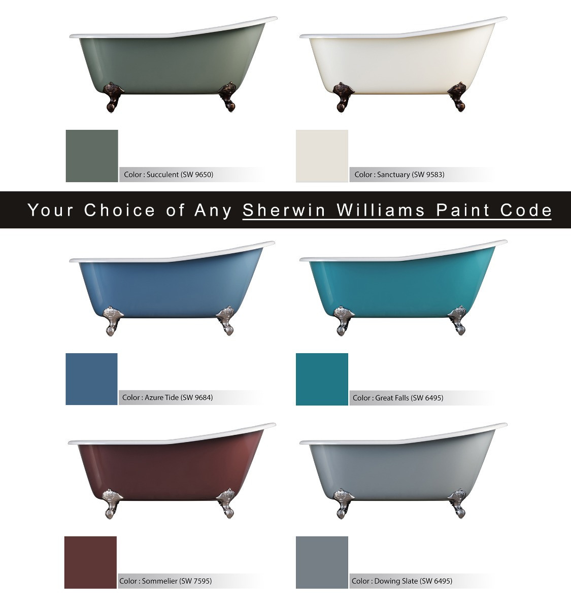 67" Cast Iron Claw Foot Slipper Tub With Faucet Holes - Clay
