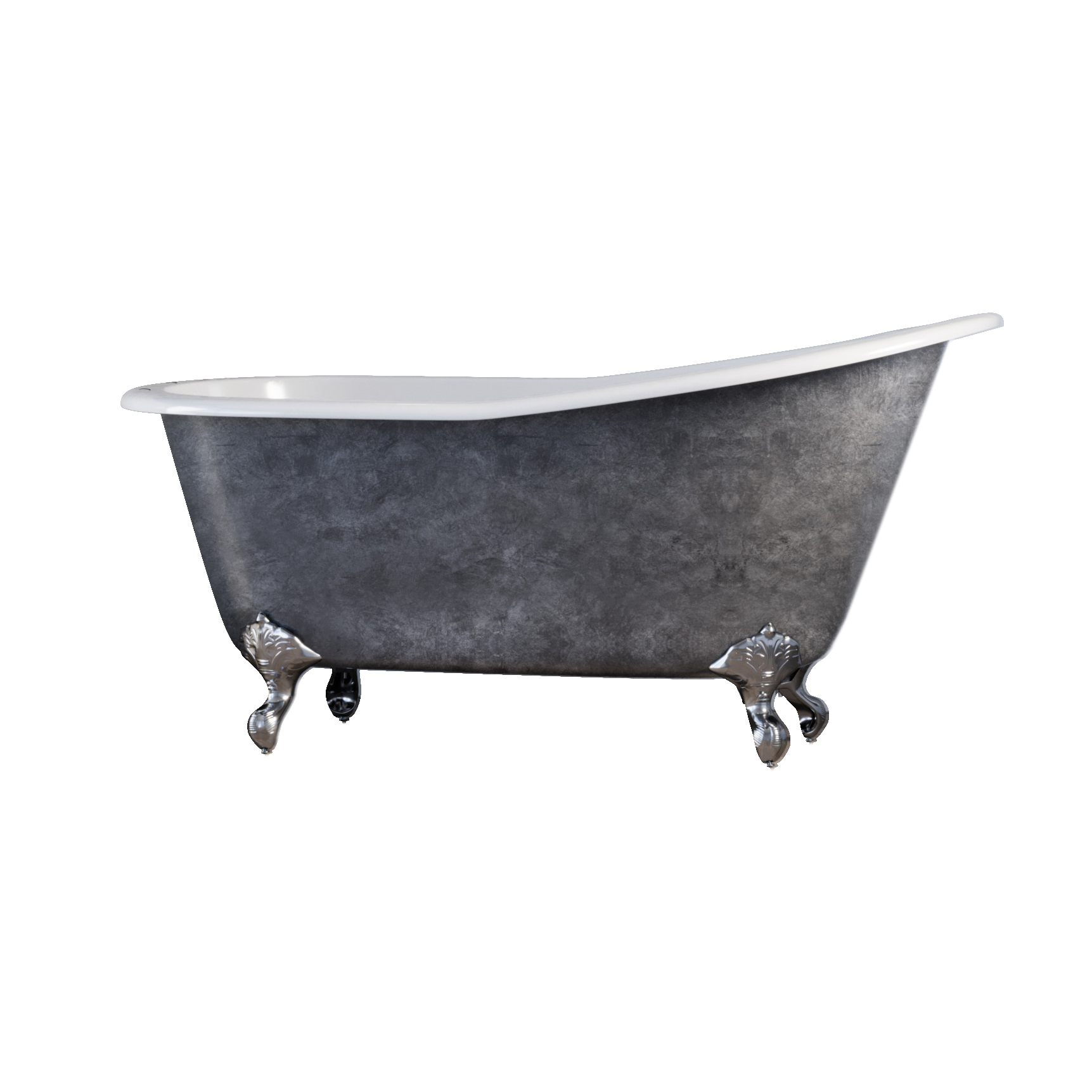61 inch Scorched Platinum Cast Iron Clawfoot Single Slipper With No ...