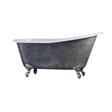 61 inch Scorched Platinum Cast Iron Clawfoot Single Slipper With No ...