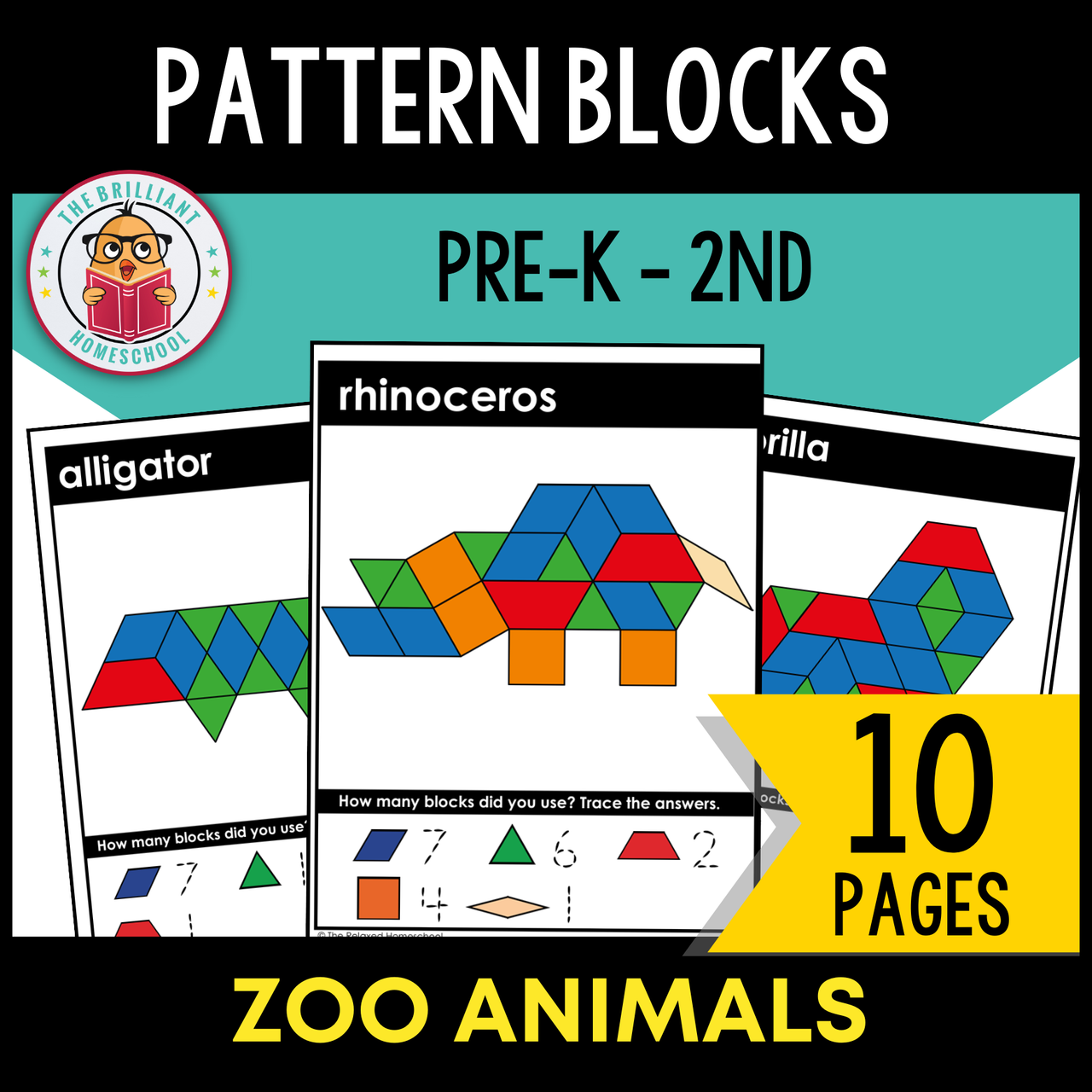 Pattern Block Activities - Zoo Animals