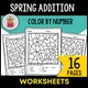 Spring Addition Color By Number Worksheets
