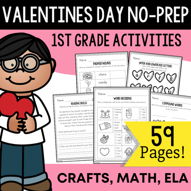 First Grade Valentines Day NO PREP Activities