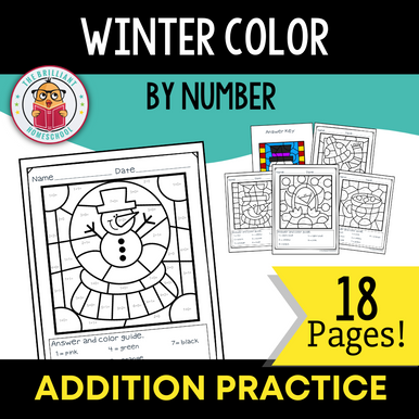 Color By Number Winter Addition Practice