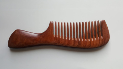 Aysha Luxury Wood Comb w/Handle (Wide Teeth)