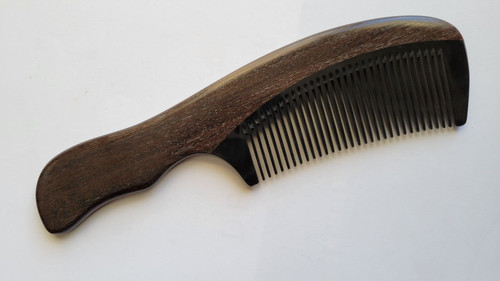 Black Wood/Horn Comb with Handle