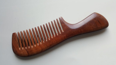 Aysha Luxury Wood Comb w/Handle (Wide Teeth)