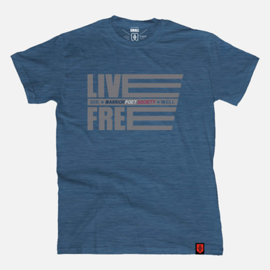 Live Free T-Shirt 2.0 - Heather Cool Blue - Warrior Poet Supply Co