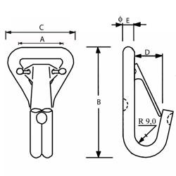 Doublehook, 50mm with latch, LC2500daN | Forankra AB