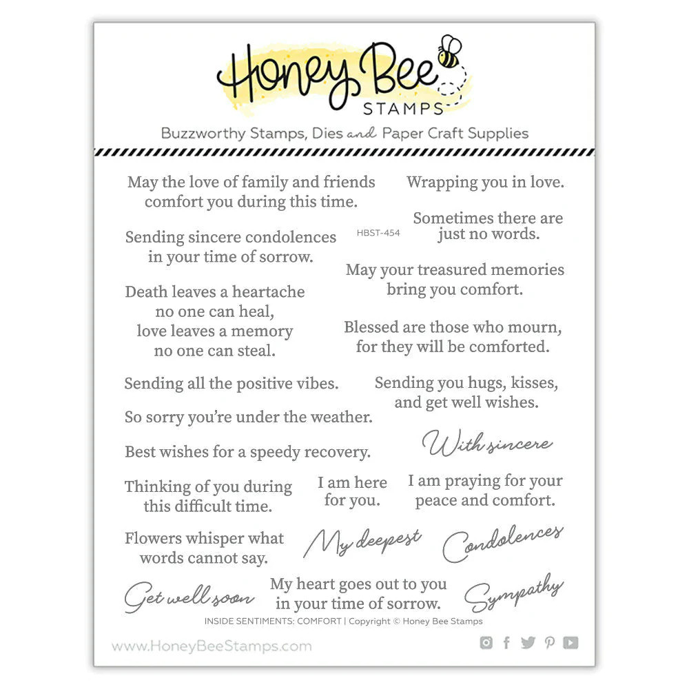 Honey Bee Inside Comfort Sentiments Stamp Set