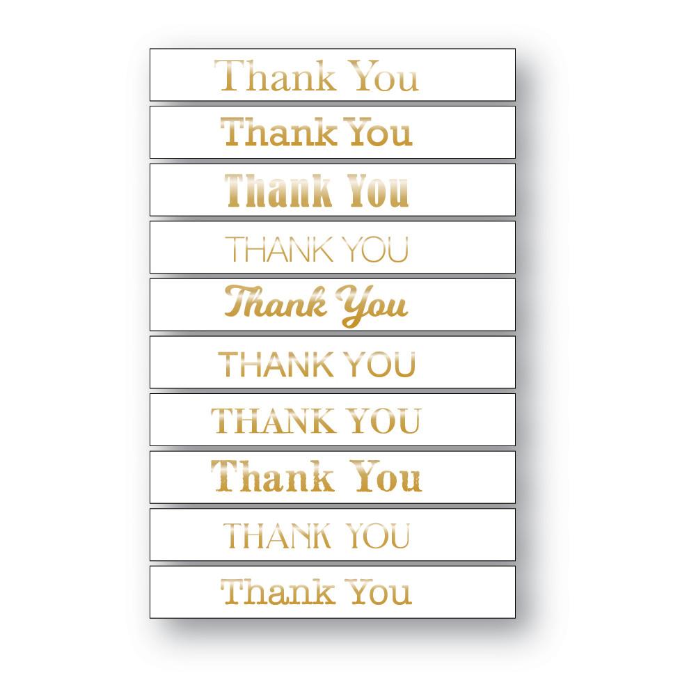 Memory Box Thank You Foil Greeting Tabs White 40/pkg