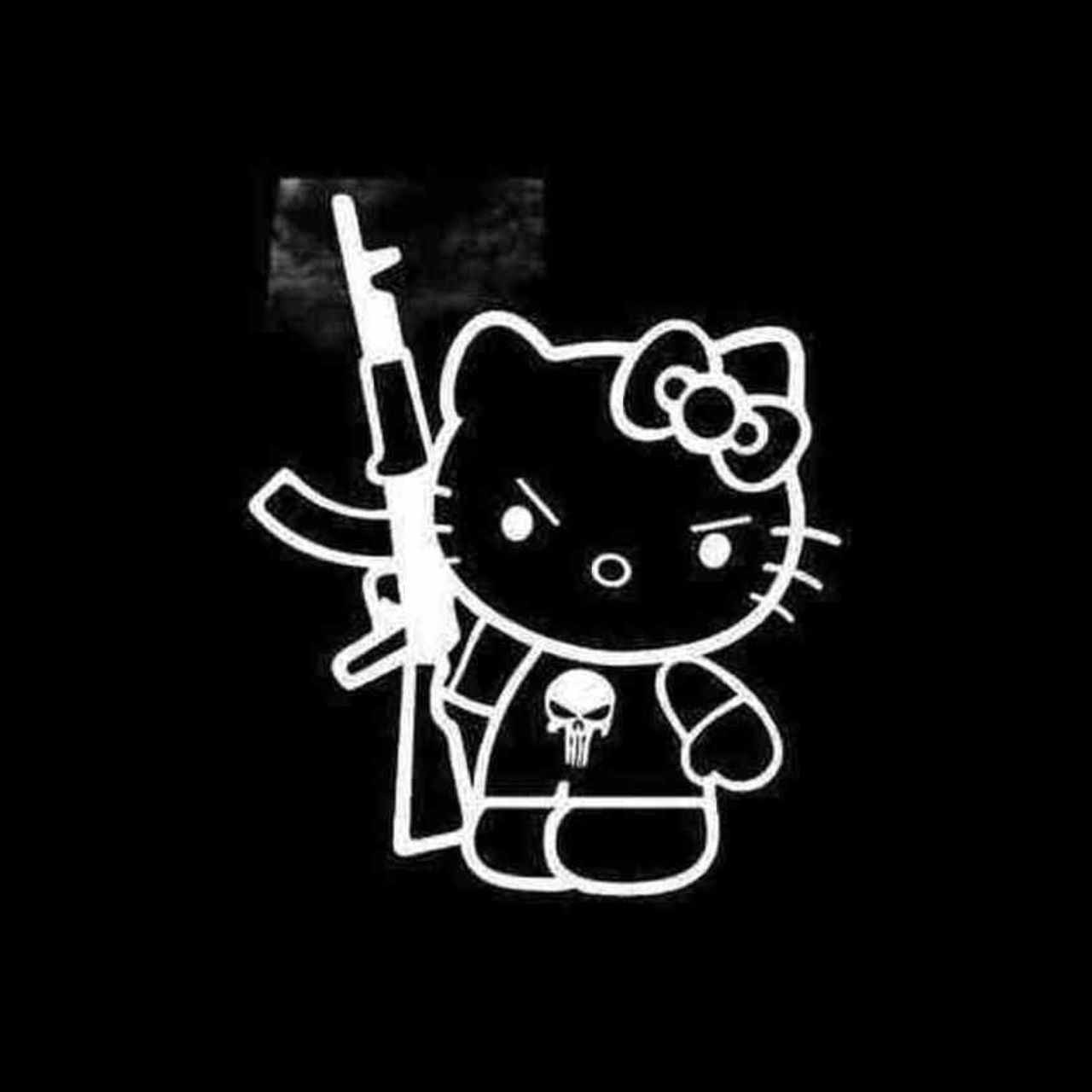 Hello Kitty With Kalashnikov Gun Jdm Decal Sticker