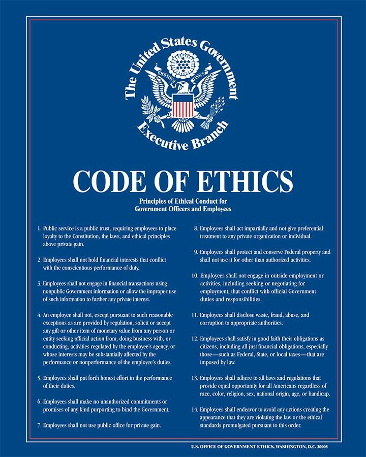 Code of Ethics for Government Services Poster | Labor Law Compliance Center