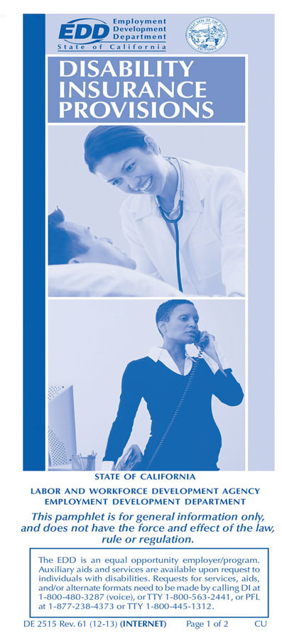 California Disability Insurance Provisions New Hire Pamphlet Packet
