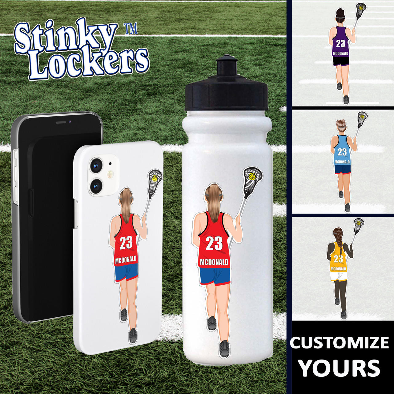 Personalized Female Field Lacrosse Stickers