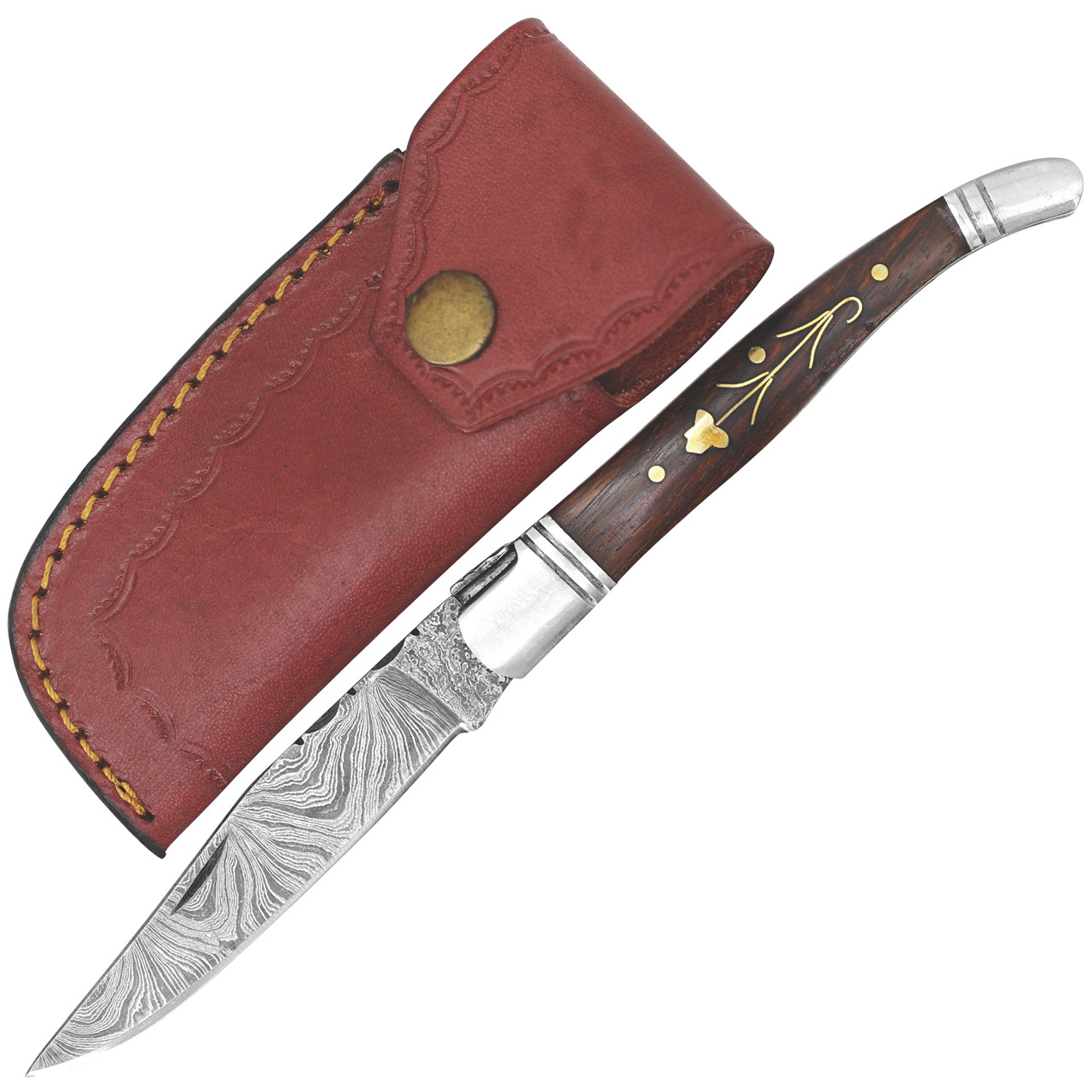 Blooming Tulip Damascus Steel Clip Point Everyday Use Hunting Pocket ...