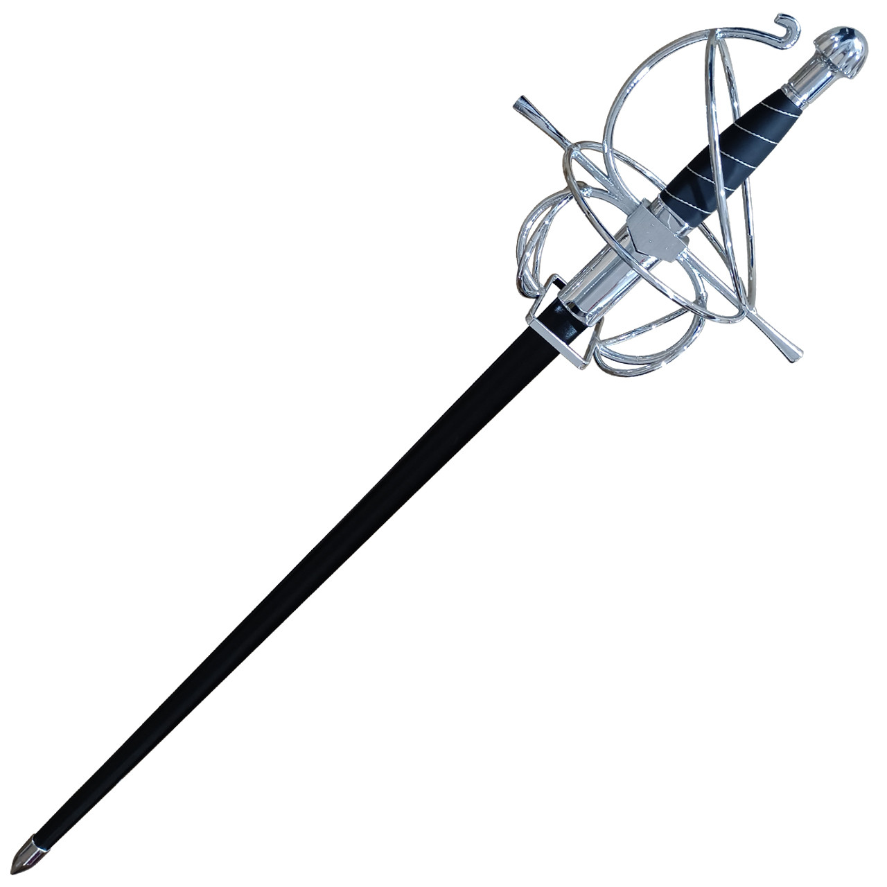 Elegant Renaissance Rapier Swept Hilt Sword with Spiral Design and PU ...