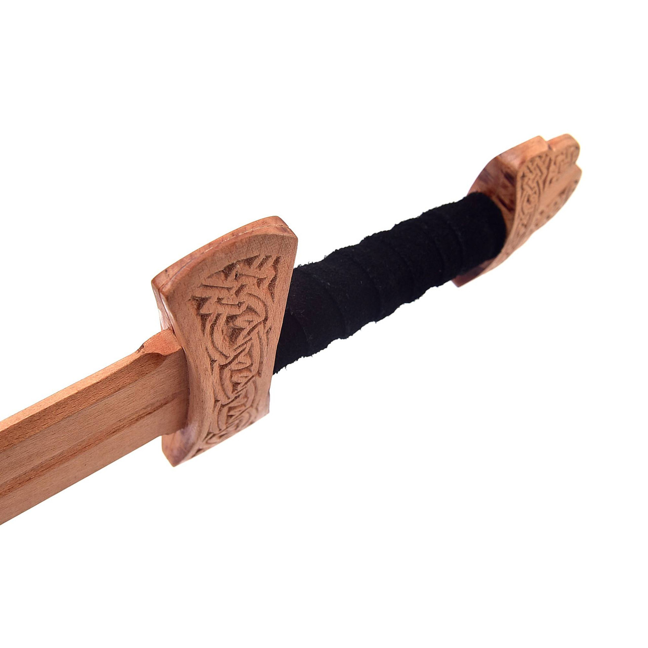 Viking Wood Sword with Leather Wrap Handle - Viking Era Style
