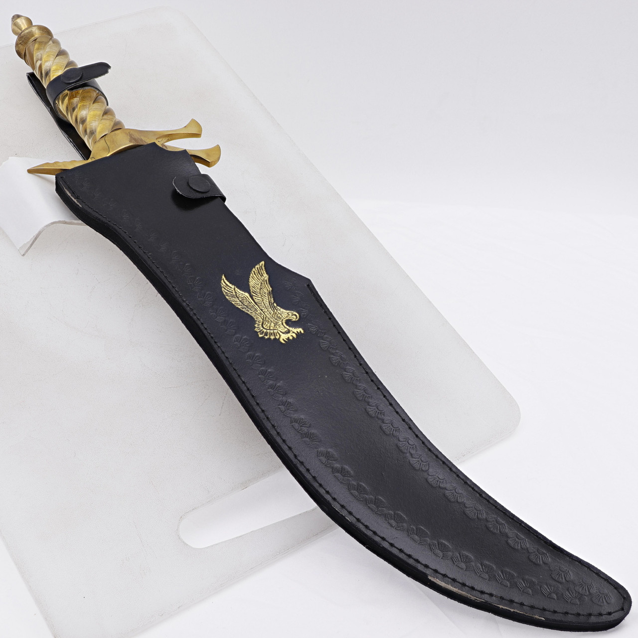 Ornate Arabian Scimitar Sword with Eagle Sheath and Gold Twisted Handle