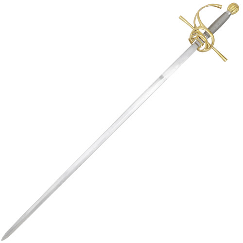 Elegant Brass Hilted Swept Rapier with Polished EN45 Steel Blade