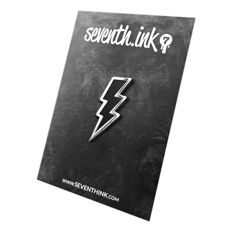 Reverse Silver Lightning Bolt Enamel Pin - Seventh.Ink