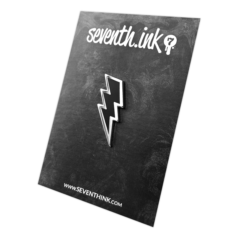 Silver Lightning Bolt Enamel Pin - Seventh.Ink