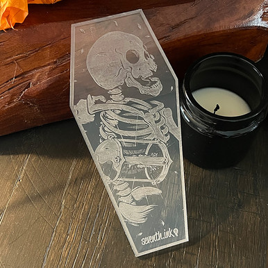 The Keeper 6" Engraved Clear Acrylic Coffin Cutout - Seventh.Ink