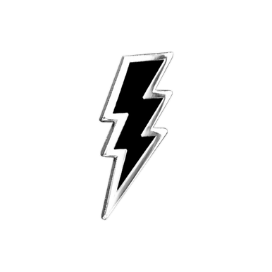 Reverse Silver Lightning Bolt Enamel Pin - Seventh.Ink