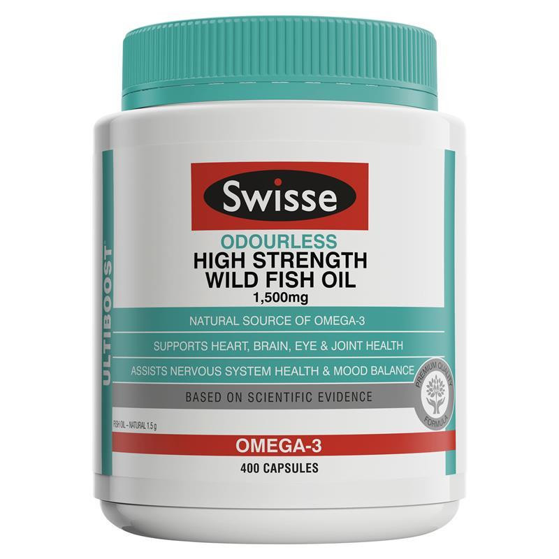 Swisse Odourless High Strength Fish Oil 1500mg 400 Capsules - Care ...