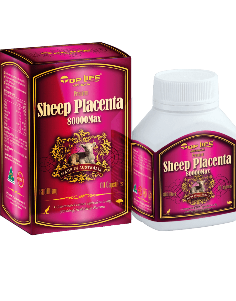 Top Life Sheep Placenta 80000 Max - 60 Capsules - Care Vitamins Online