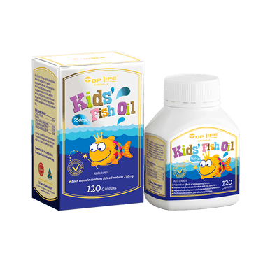 Top Life Kids Fish Oil 750mg - 120 Capsules - Care Vitamins Online