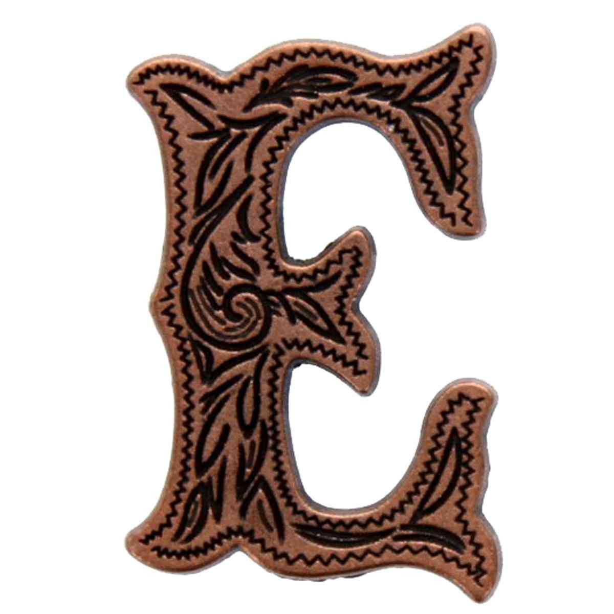 Alphabet Letter E Concho Antique Copper 3/4" Tall - Stecksstore