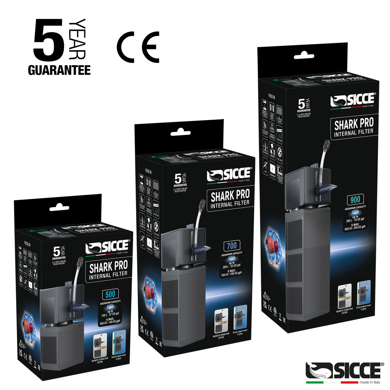 SHARK PRO 900 Internal Filter (238 gph) - Sicce - SaltwaterAquarium.com