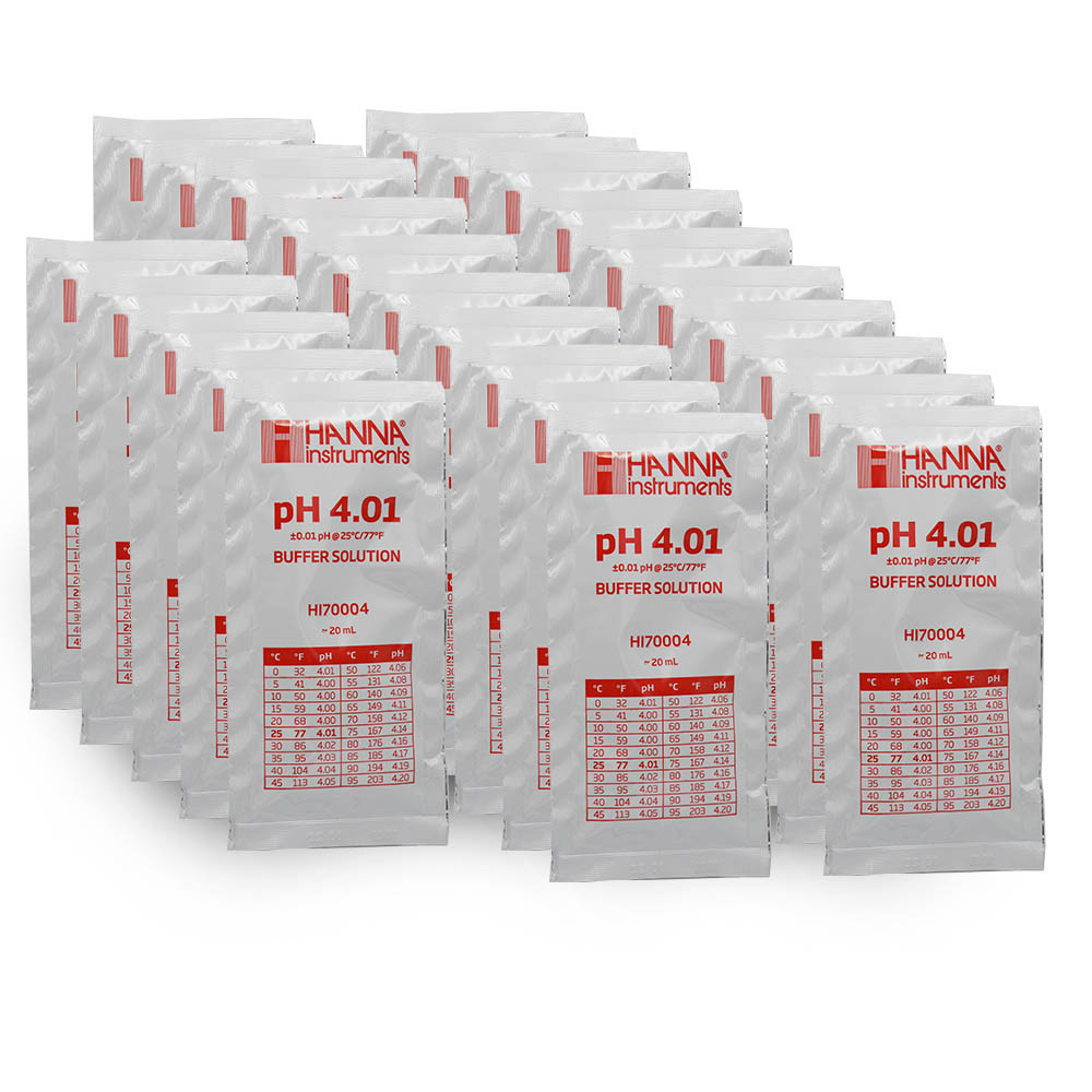 pH 4.01 Calibration Buffer 20 ml (Pack of 25) - Hanna Instruments - SaltwaterAquarium.com
