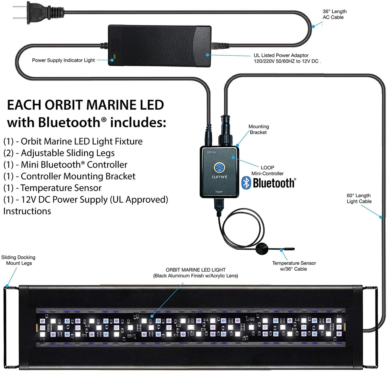 (36"-48") Orbit Marine LED Light w/Mini Bluetooth LOOP App Control ...