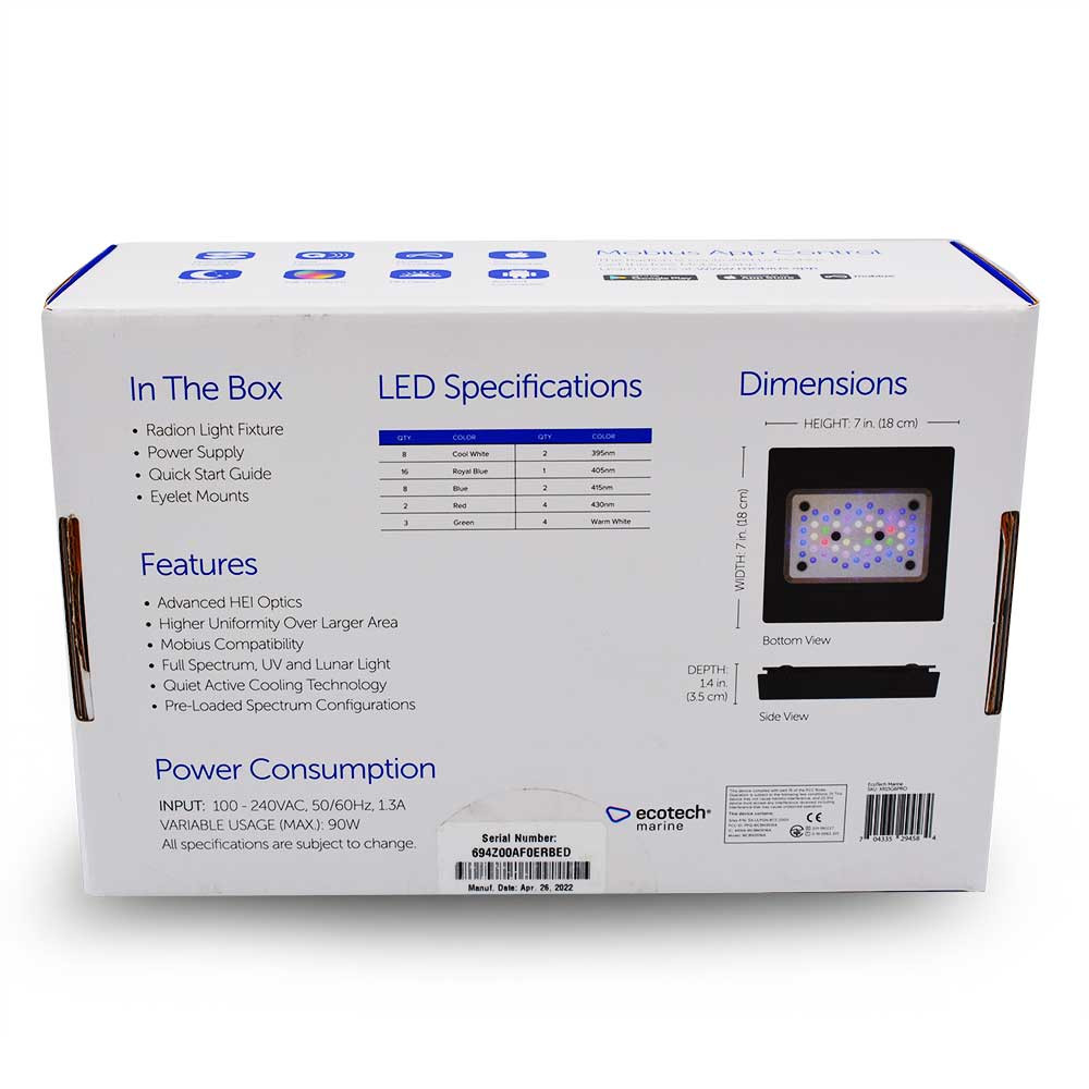 Radion XR15 G6 Pro LED Light Fixture - EcoTech Marine ...