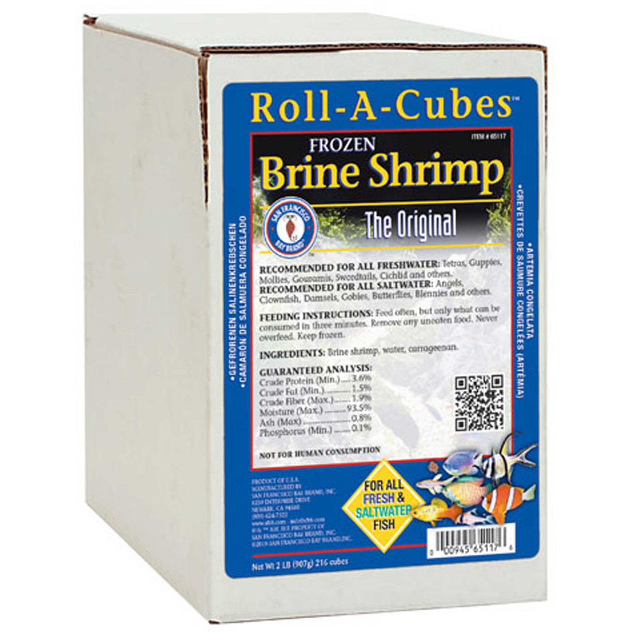 Frozen Brine Shrimp Fish Food Roll-A-Cube (2 lb - 216 cubes) - San ...