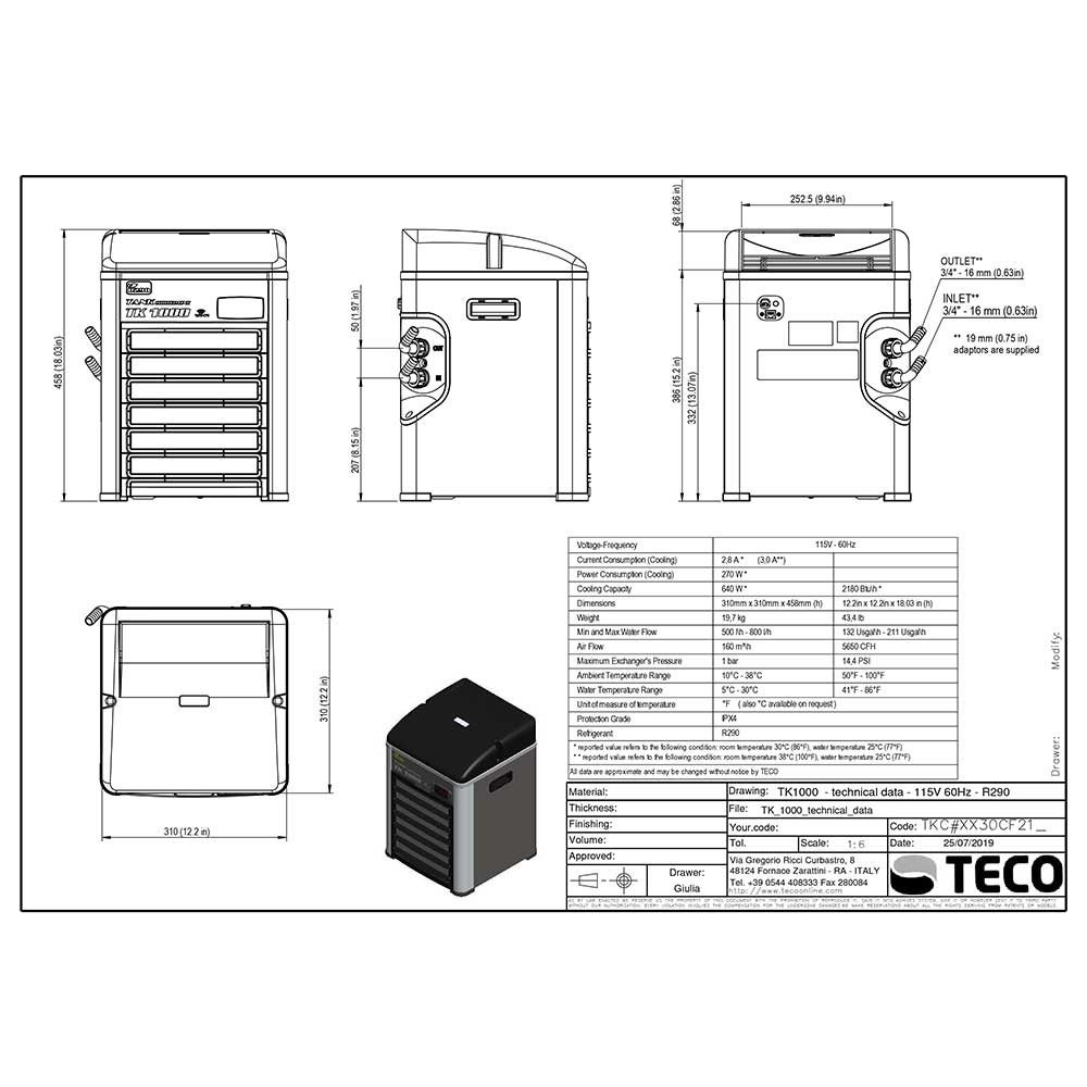 TECO SeaChill TK1000 1/4 HP Aquarium Chiller (up to 200 Gallons) - Teco ...