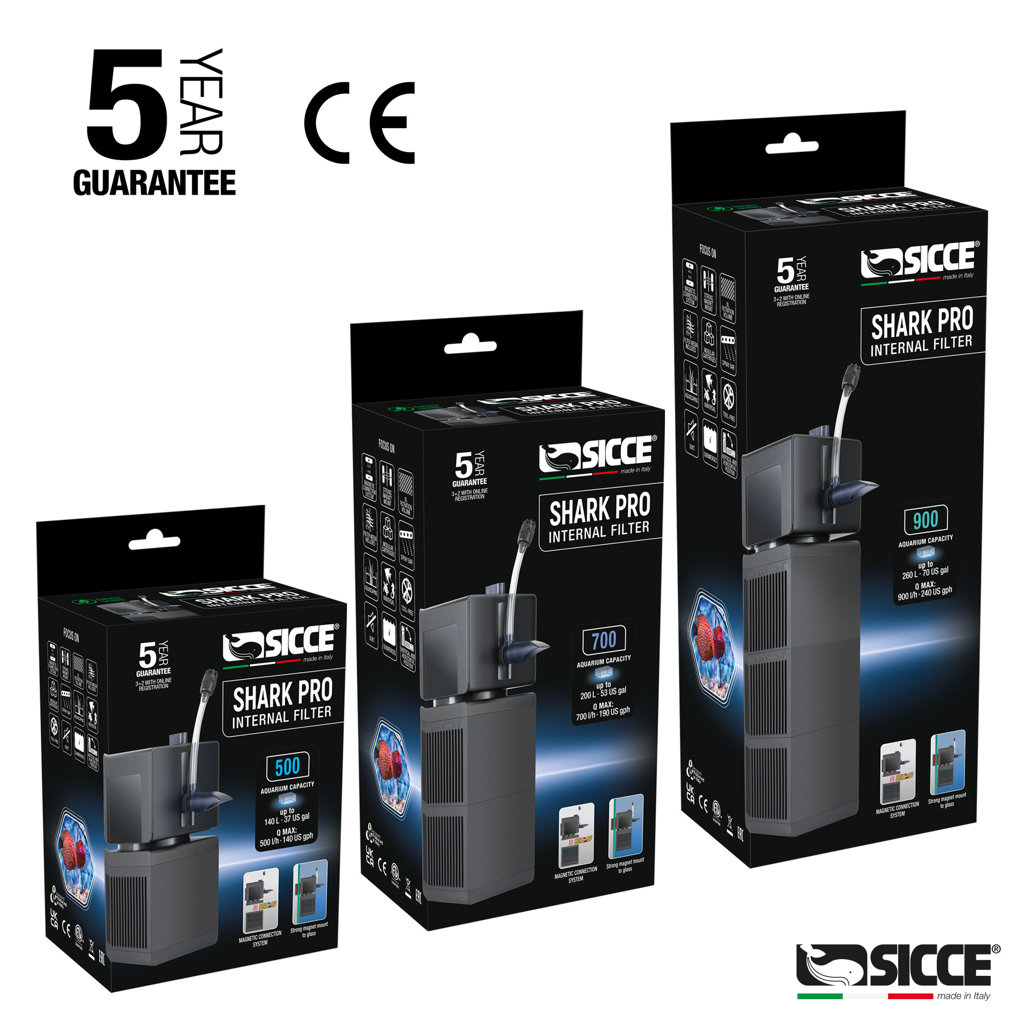 SHARK PRO 900 Internal Filter (238 gph) - Sicce - SaltwaterAquarium.com