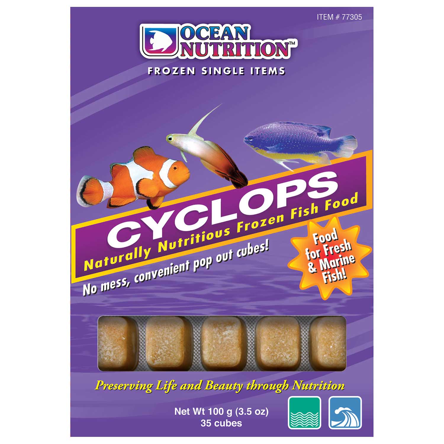 Frozen Cyclops (35 cubes, 3.5 oz) - Ocean Nutrition - SaltwaterAquarium.com