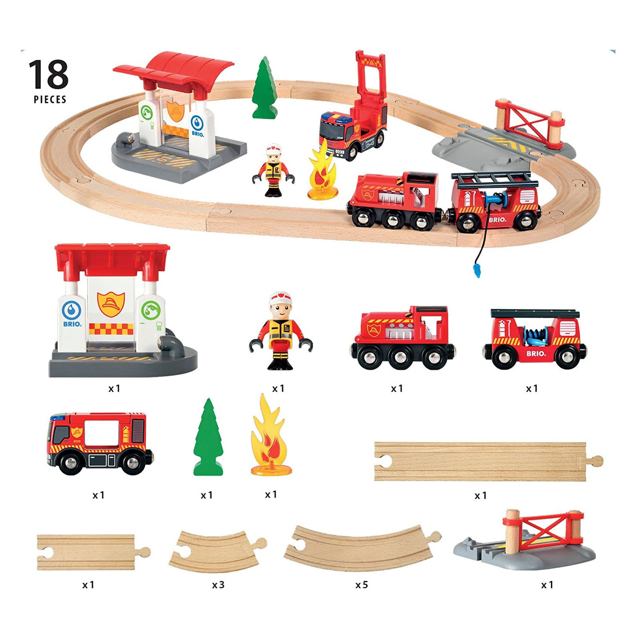 Shop BRIO Firefighter Train Toy Set - 18 pieces . Buy Wooden Toy Trains ...