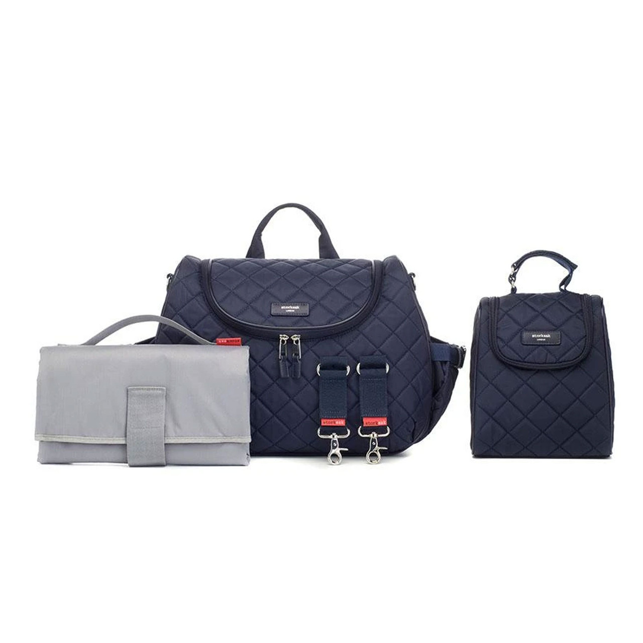 Storksak Poppy Quilted Satchel Nappy Backpack - Navy | Peekaboo Baby