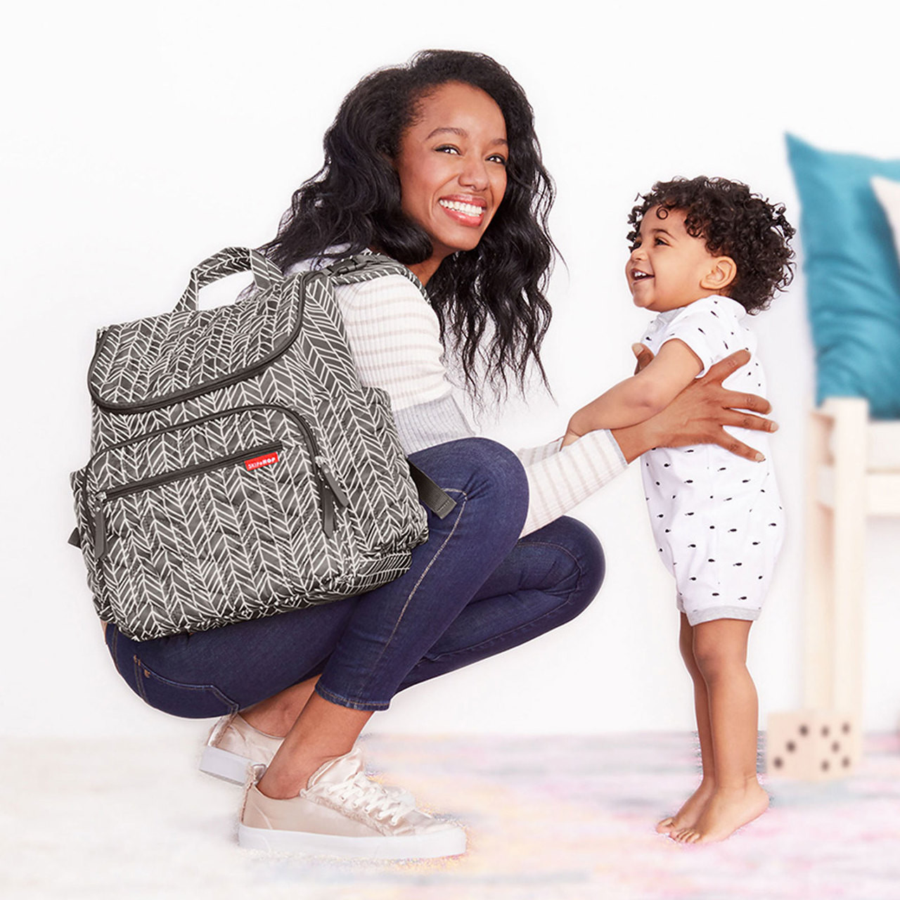 Skip Hop Black Forma Diaper Backpack Grey Feather. Shop Nappy Baby ...