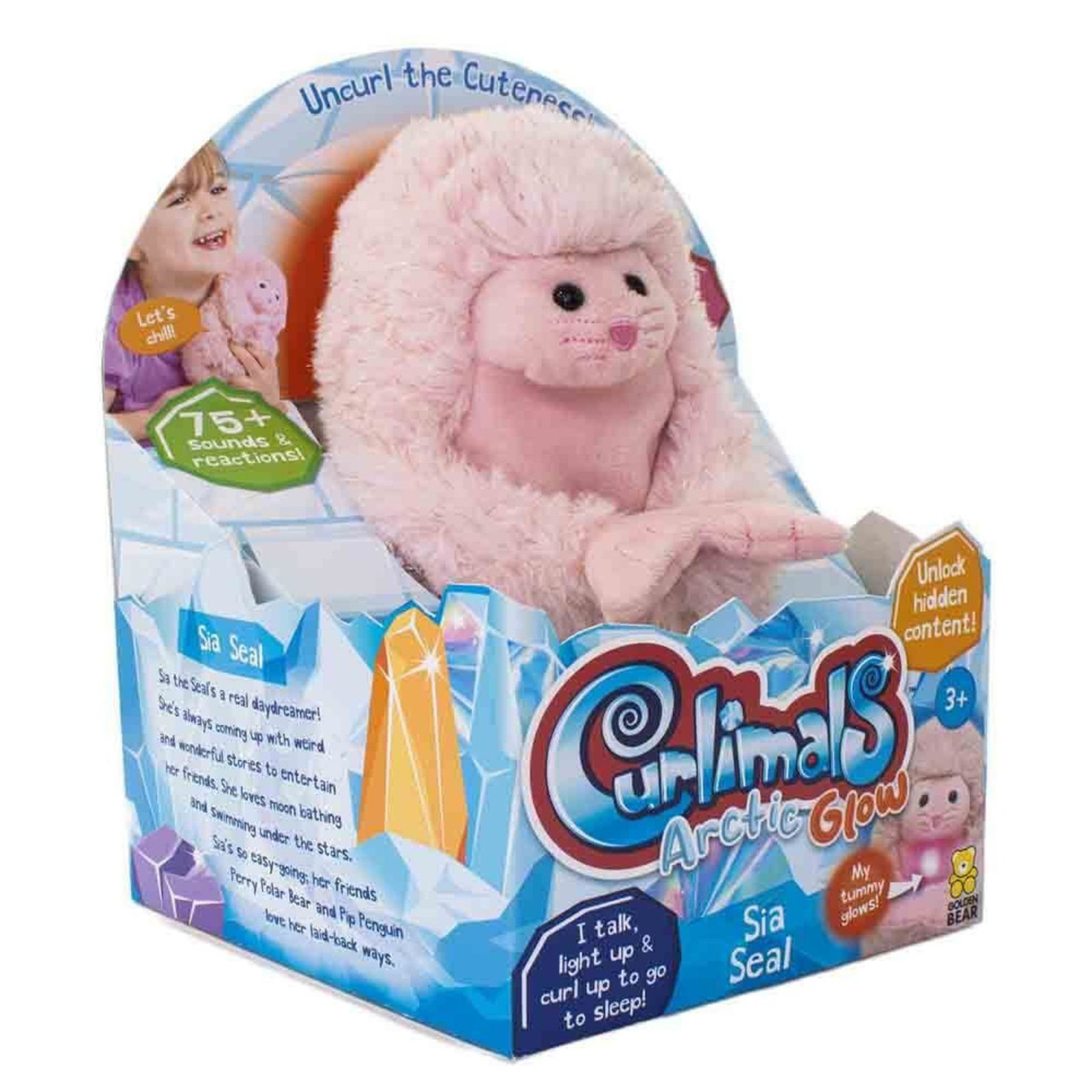 Curlimals Interactive Plush Arctic Glow Pink Sia Seal - Shop Toys Online