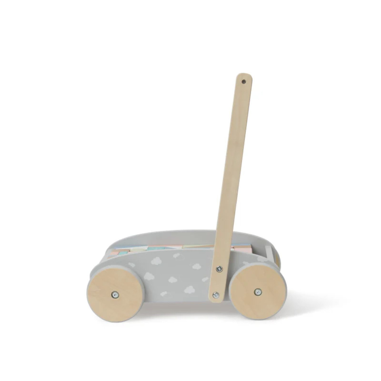 Bubble Wooden Baby Push Cart & Walker & 45 Building Blocks