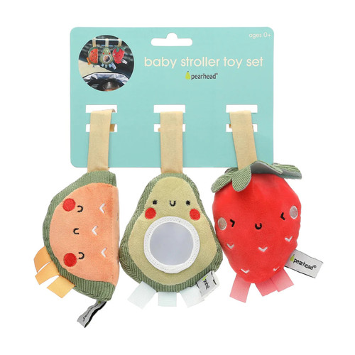 Pearhead Set of 3 Stroller Toy - Watermelon, Strawberry & Avocado Baby Toys