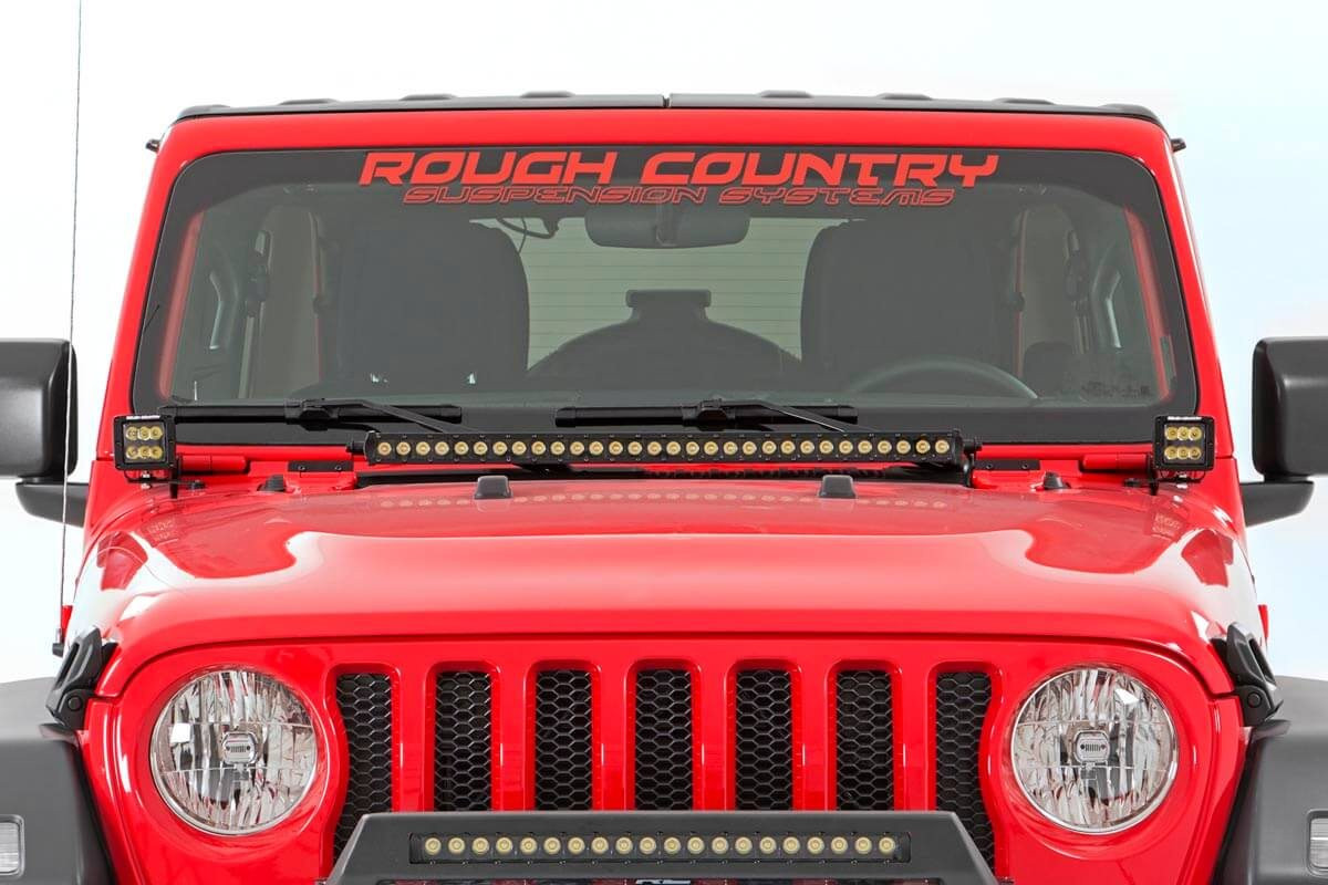 Rough Country - LED Light Kit - Hood Mount - 30 in. Black Single Row ...
